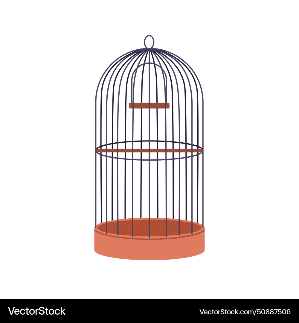 Bird cage closed locked empty birdcage wired Vector Image