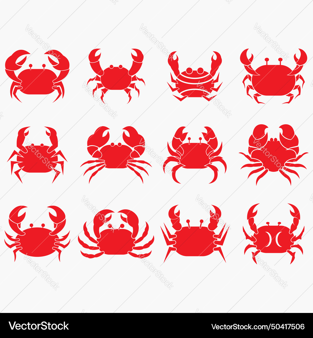 Collection of crab logos Royalty Free Vector Image