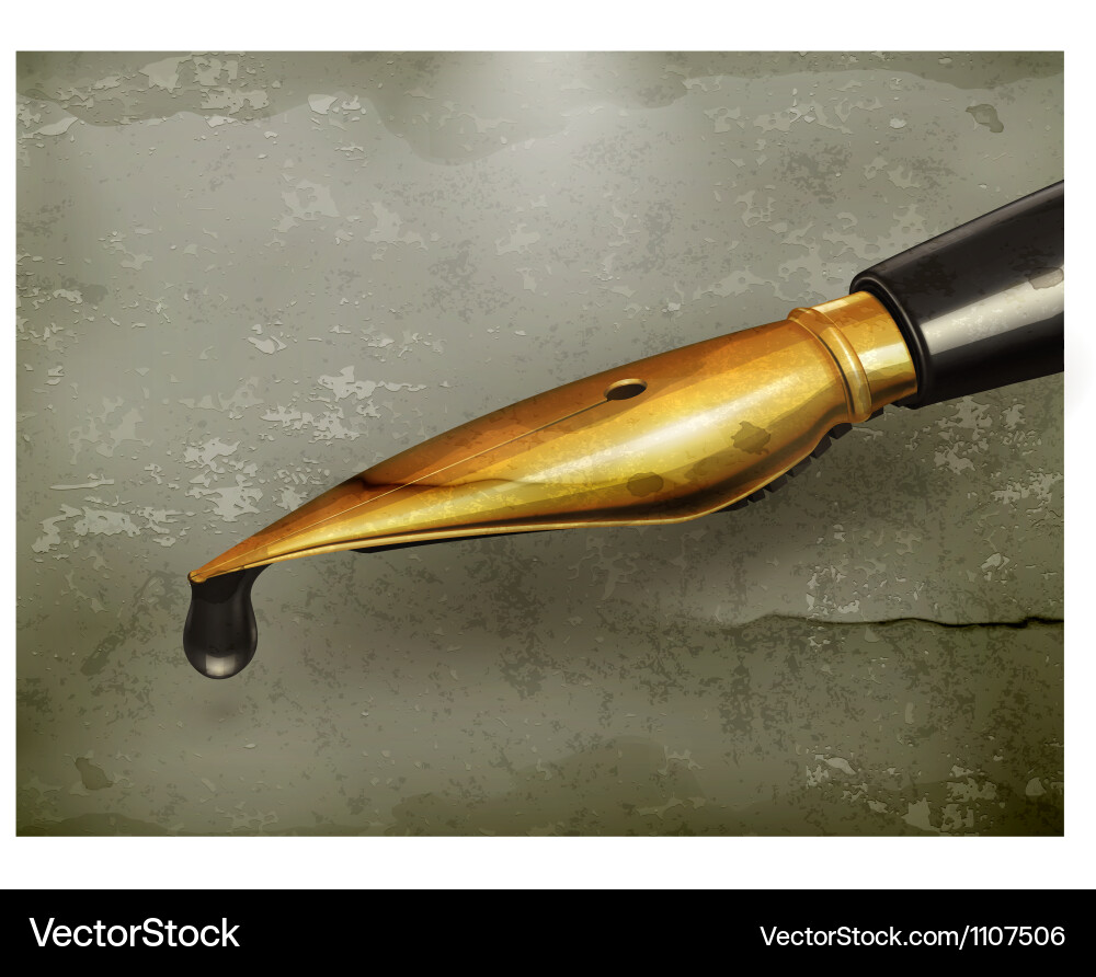 Gold ink pen old-style Royalty Free Vector Image