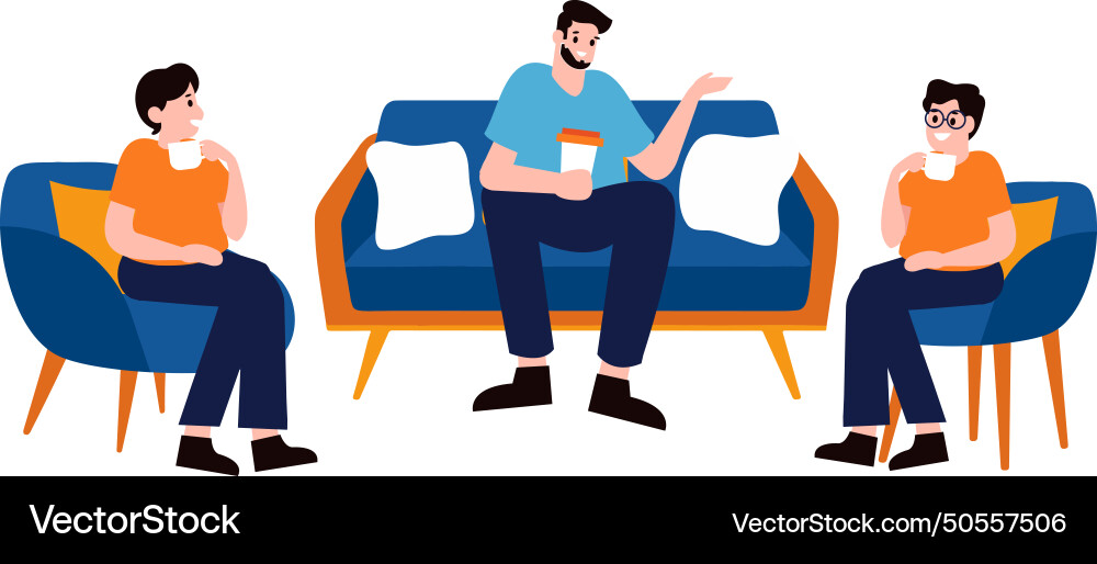 People sitting and talking on the couch flat Vector Image