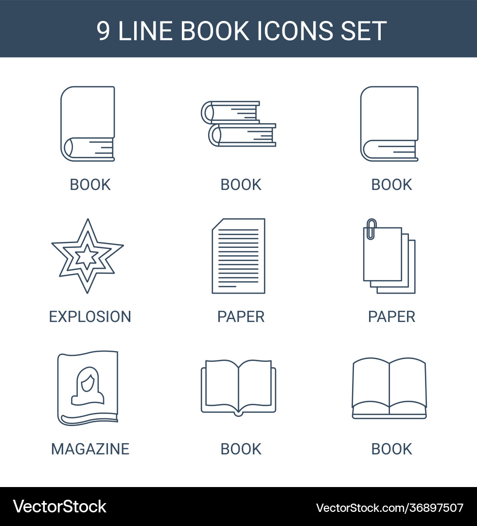 9 book icons Royalty Free Vector Image - VectorStock
