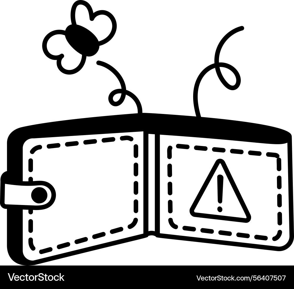 A hand drawn icon of an empty wallet Royalty Free Vector