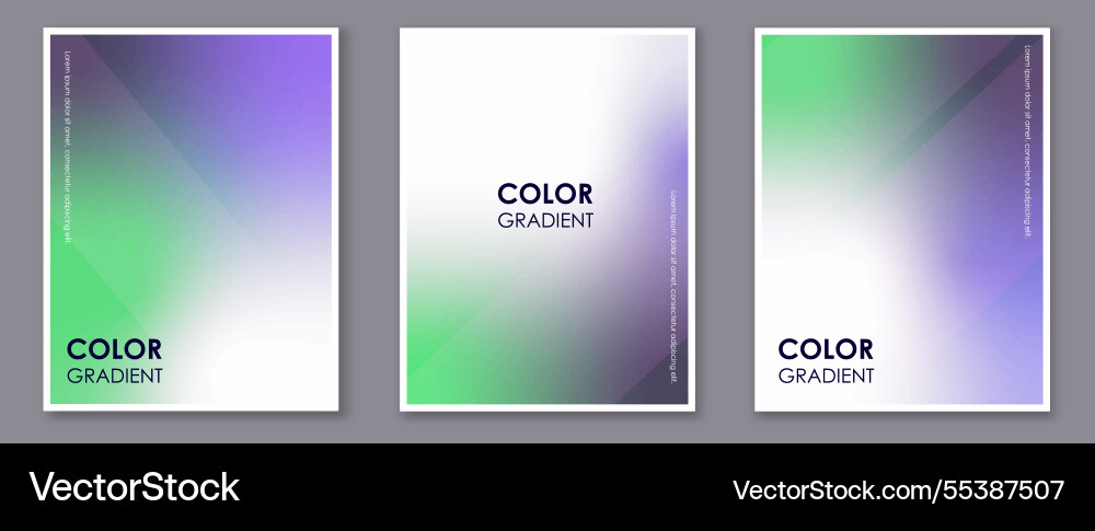 Color gradients posters set green white Royalty Free Vector
