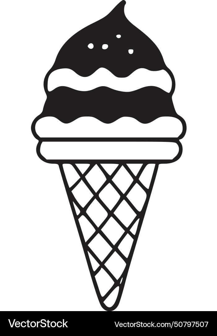 Ice cream - black and white isolated icon Vector Image