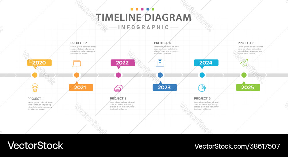 Infographic 6 year steps modern timeline diagram Vector Image