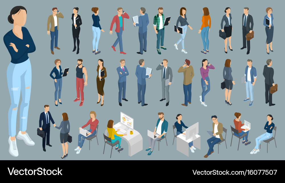 Isometric People Set Royalty Free Vector Image