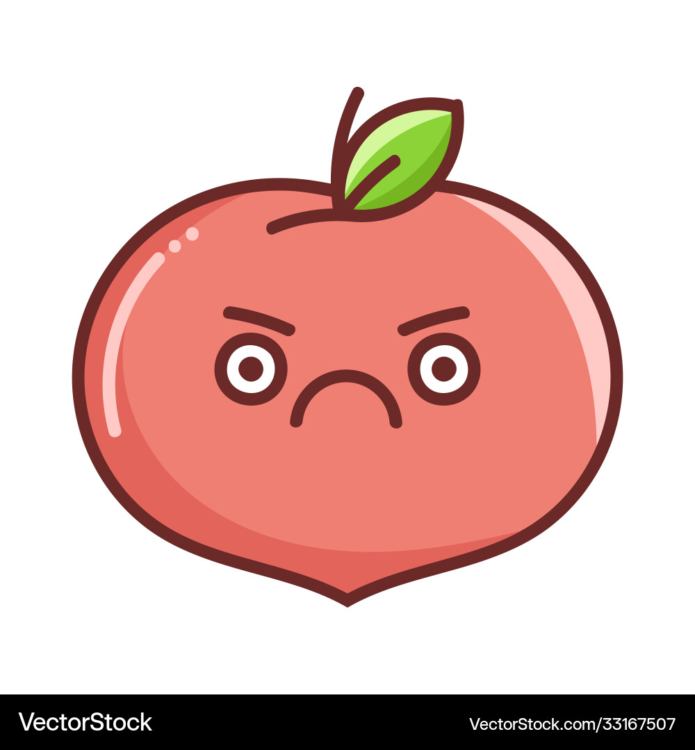Kawaii angry peach cartoon Royalty Free Vector Image