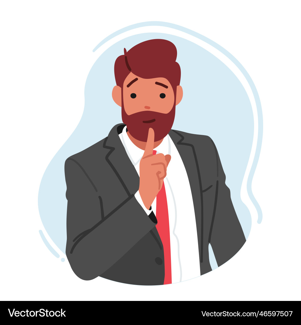 Man making a silence gesture indicating the need Vector Image