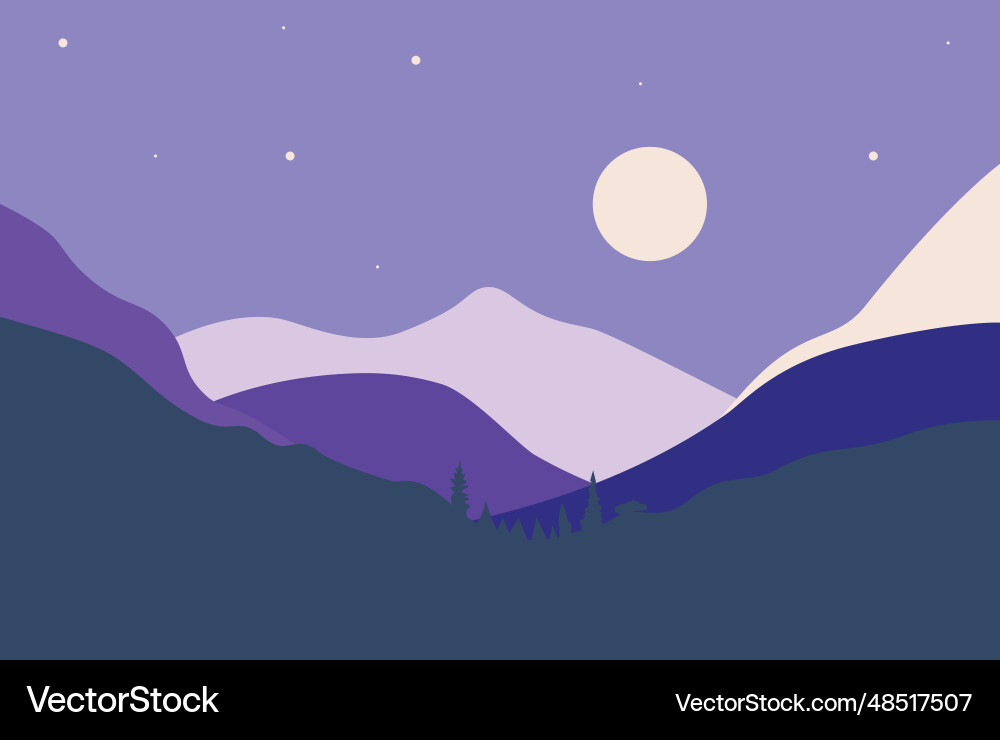 Night over mountains minimalism Royalty Free Vector Image