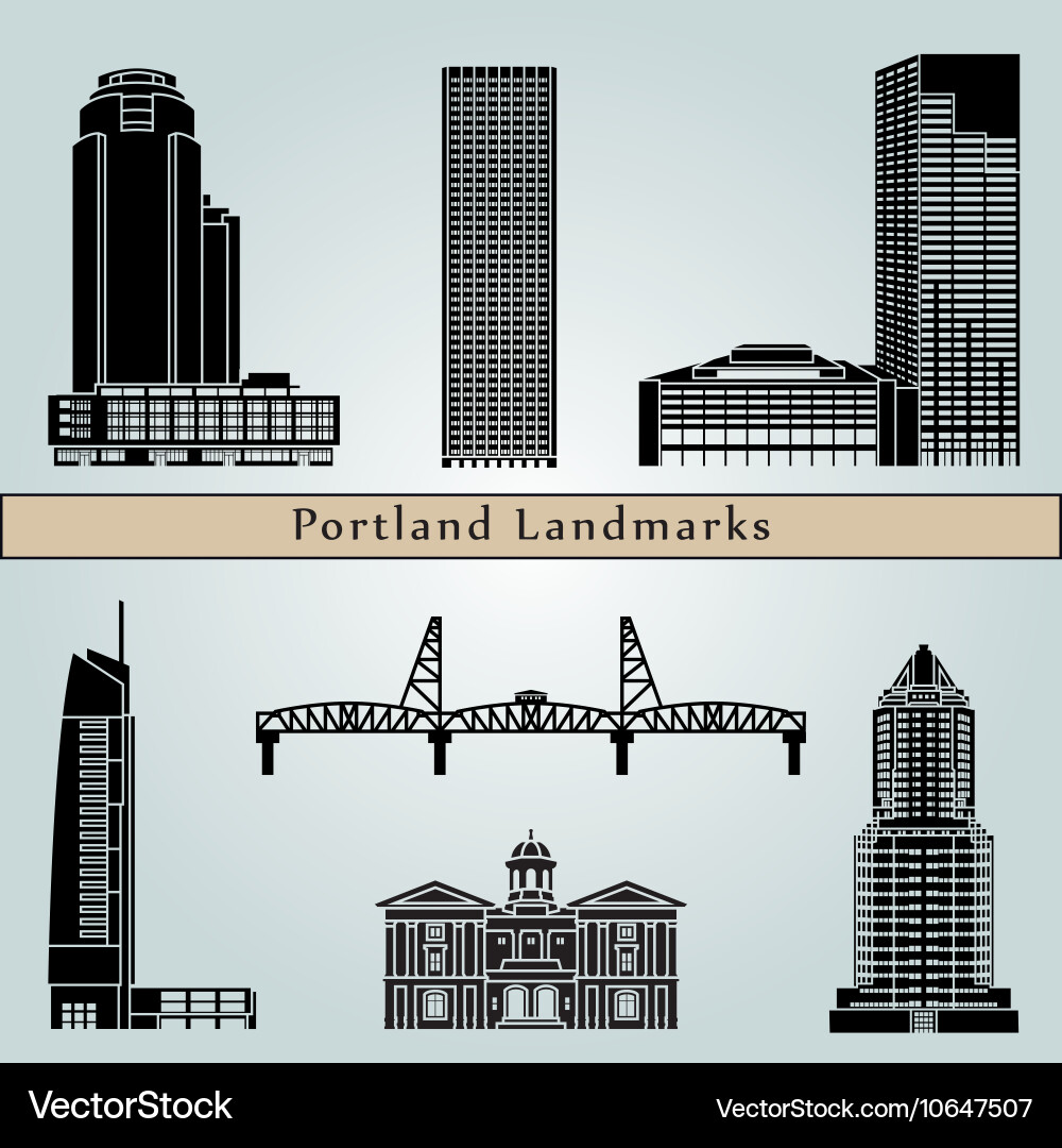Portland Skyline Icons Royalty Free Vector Image