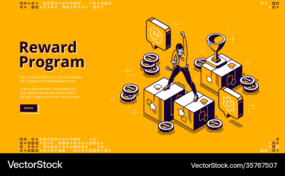 Reward program isometric landing page cashback Vector Image