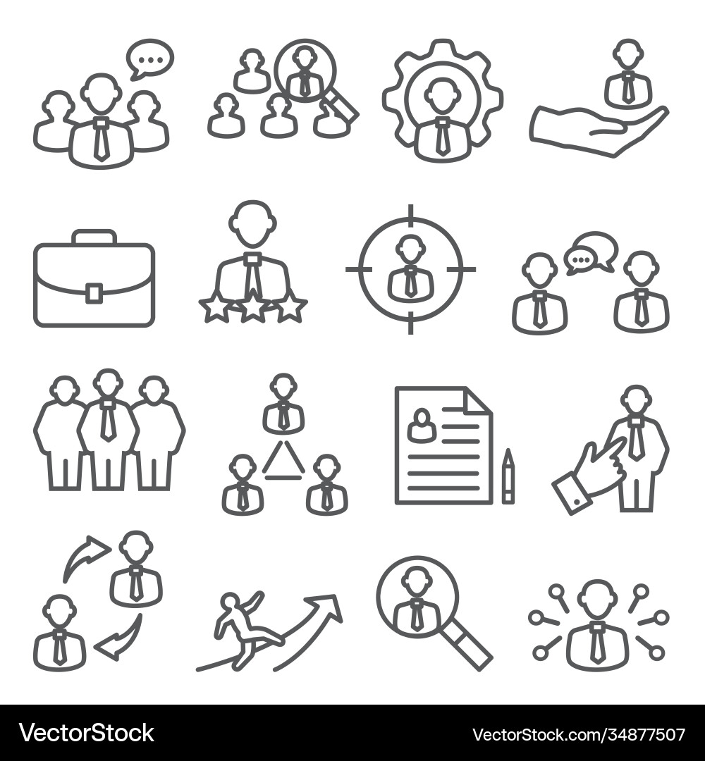 Staff Line Icons - Team Collaboration Royalty Free Vector