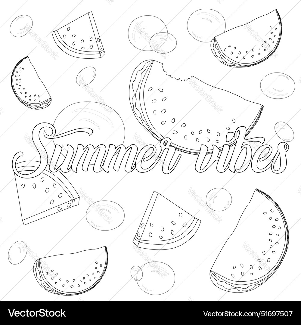 Summer vibes coloring page Royalty Free Vector Image