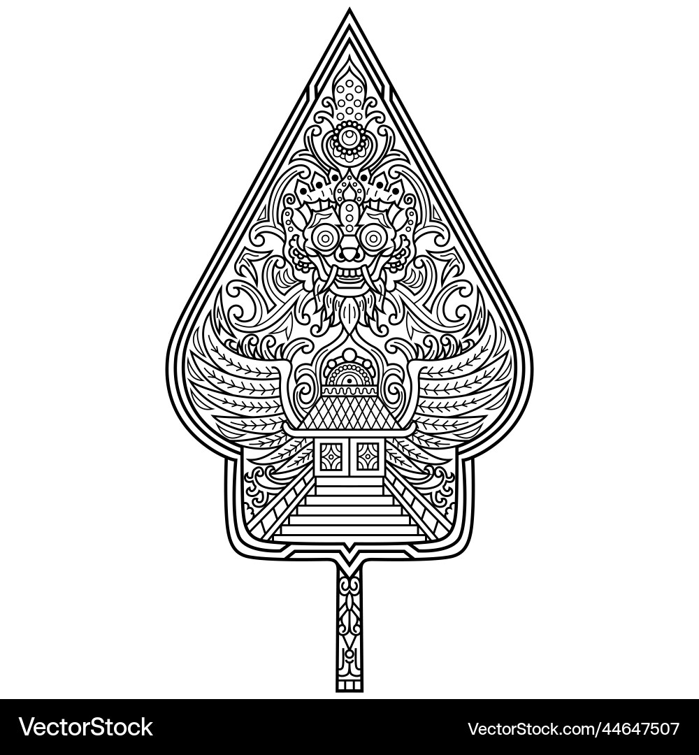 Wayang kulit character in entangle style Vector Image