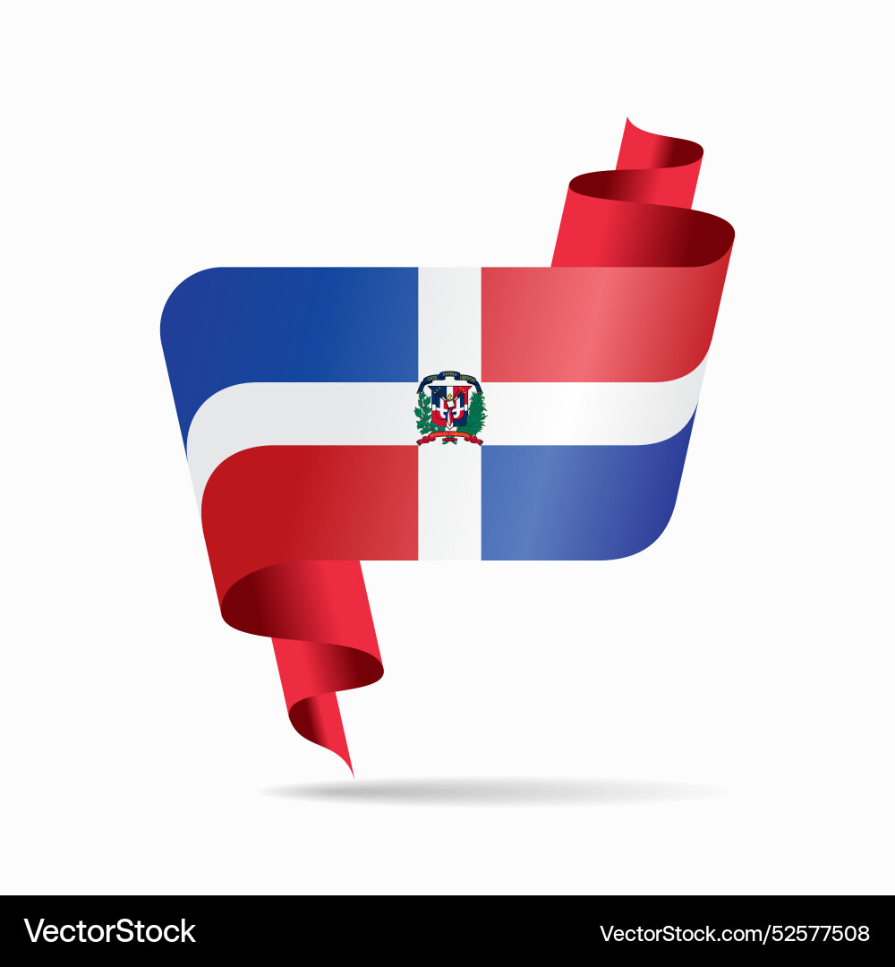 Dominican republic flag wavy ribbon background Vector Image