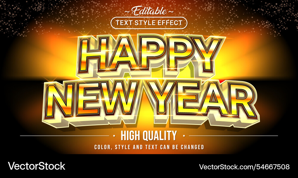 Editable text style effect - happy new year Vector Image