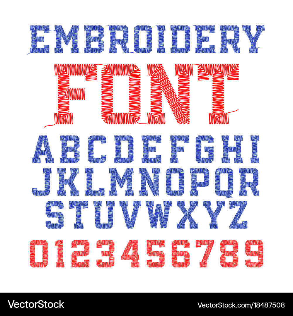 Embroidery font Royalty Free Vector Image - VectorStock