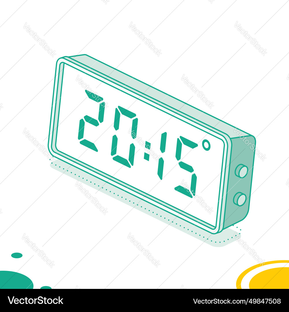 Isometric desktop electronic clock with large led Vector Image