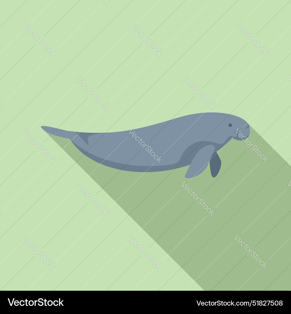 Large dugong swimming underwater with long shadow Vector Image
