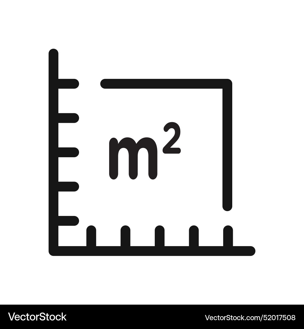 M2 area unit icon black line art Royalty Free Vector Image
