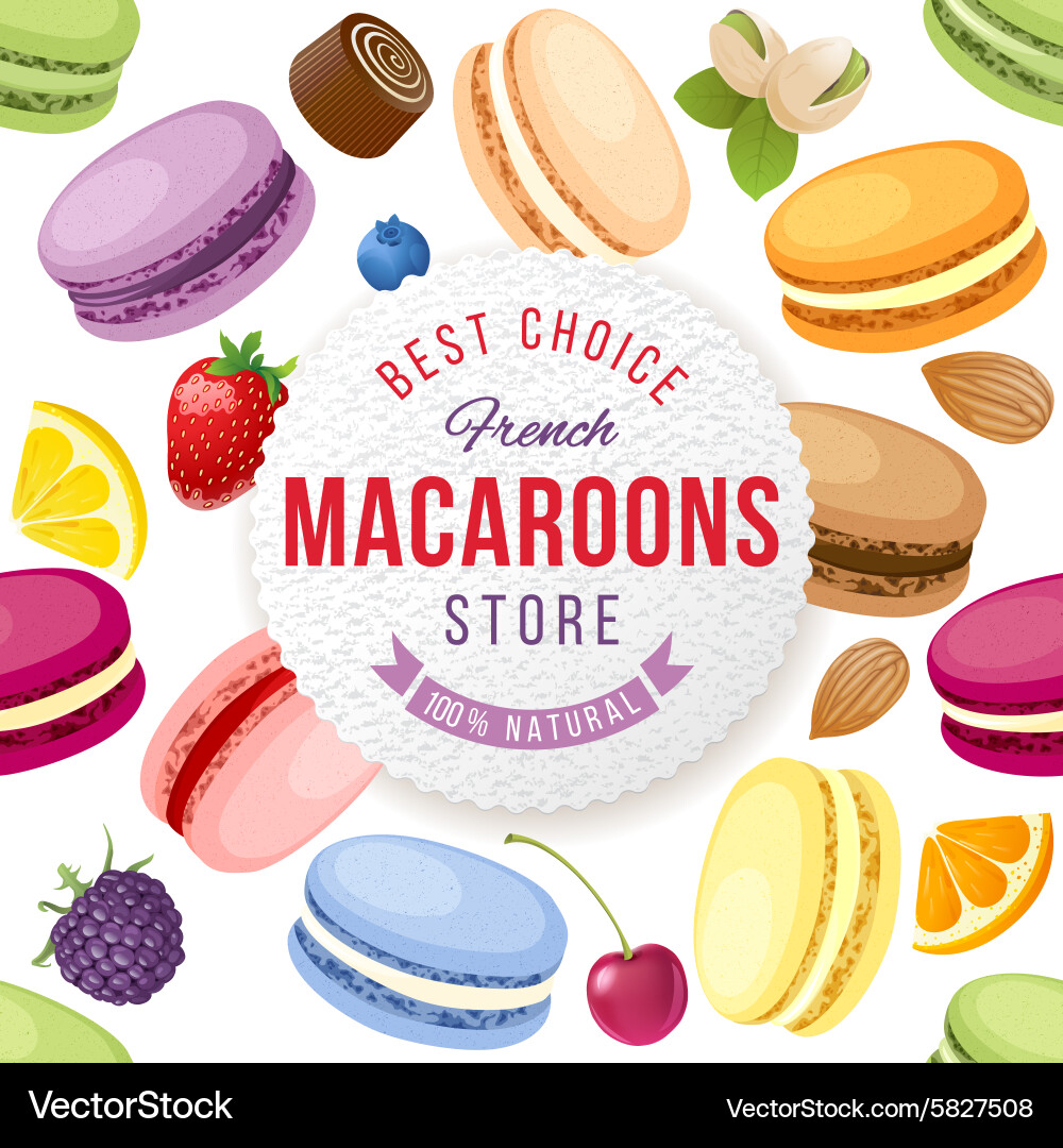 Macaroons store emblem Royalty Free Vector Image