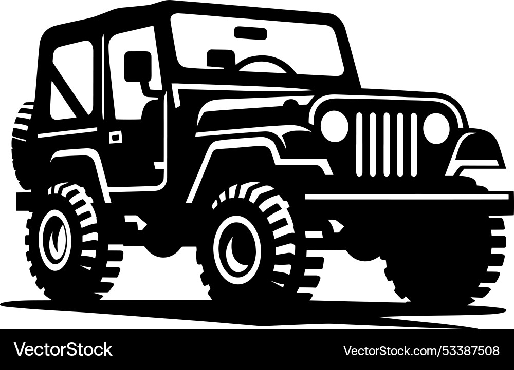 Off-road jeep adventure car silhouette isolated Vector Image