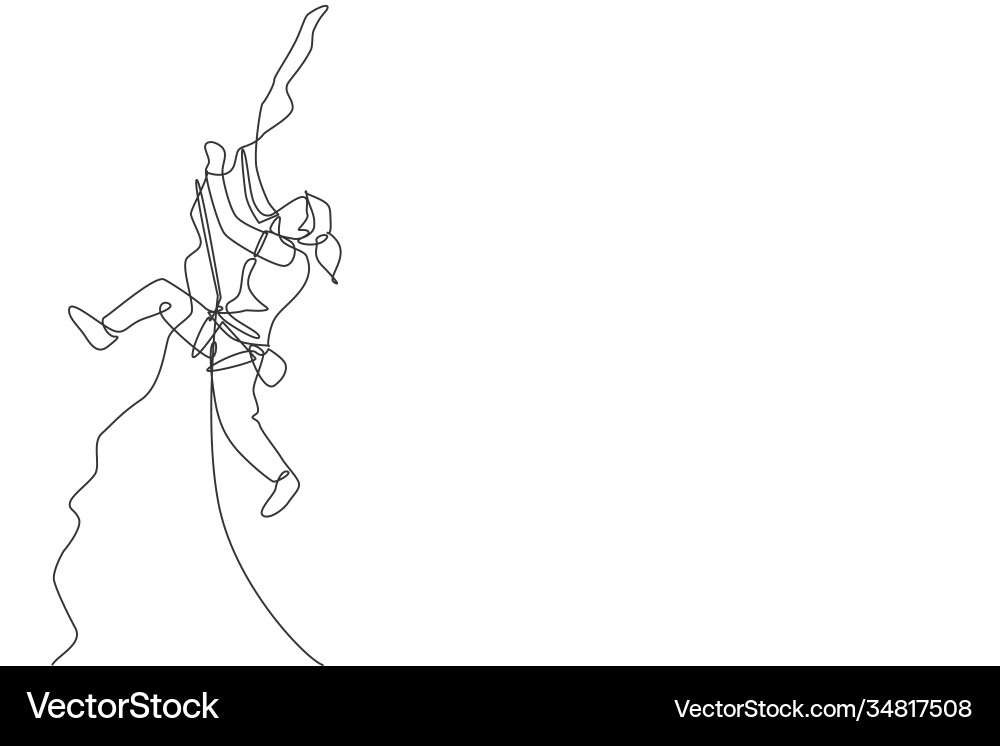 One single line drawing young active woman Vector Image