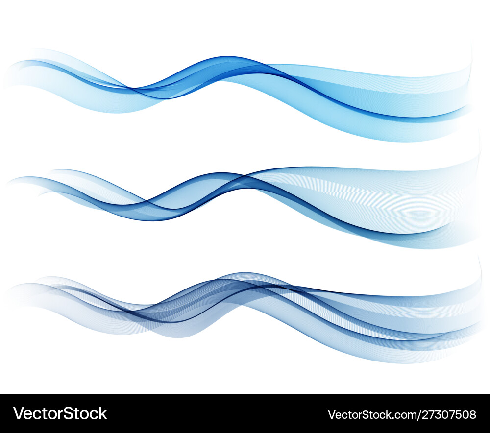 Set blue abstract wave design element Royalty Free Vector
