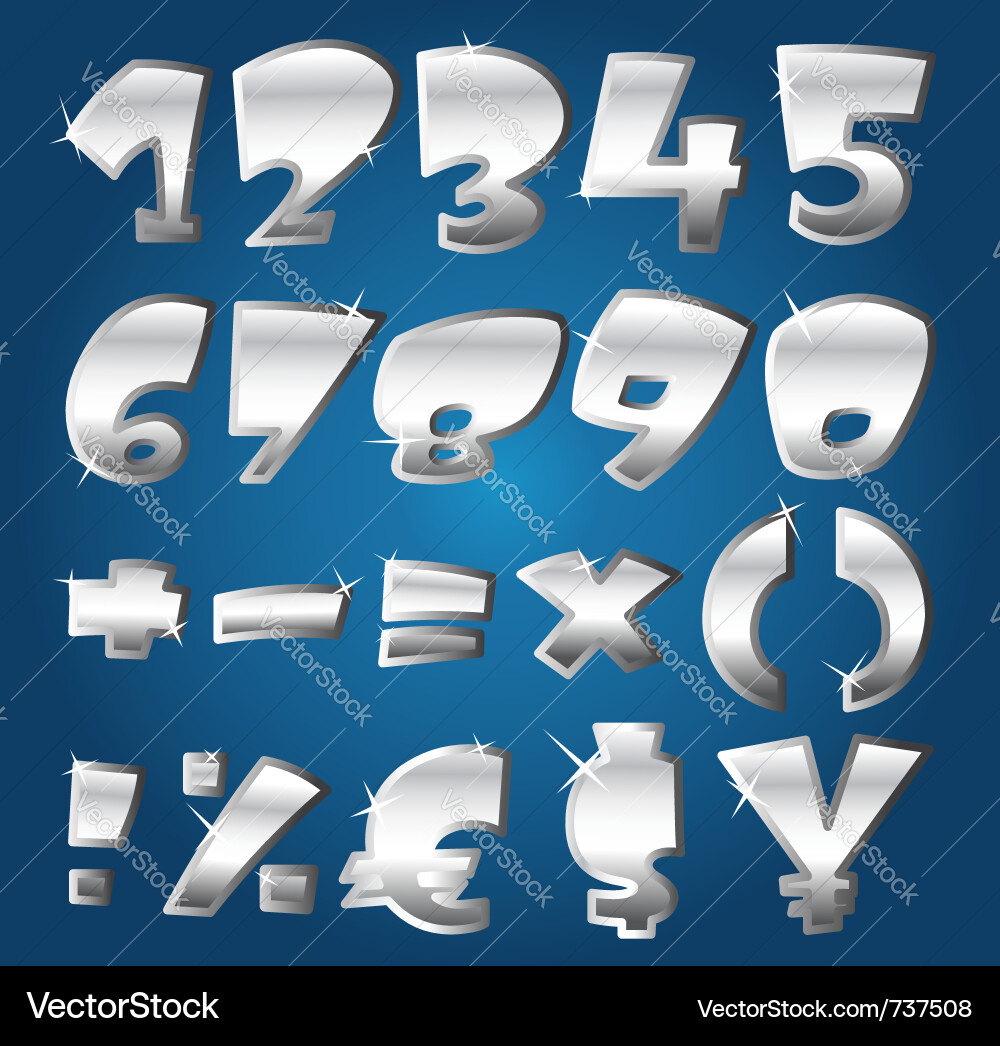 Silver numbers Royalty Free Vector Image - VectorStock