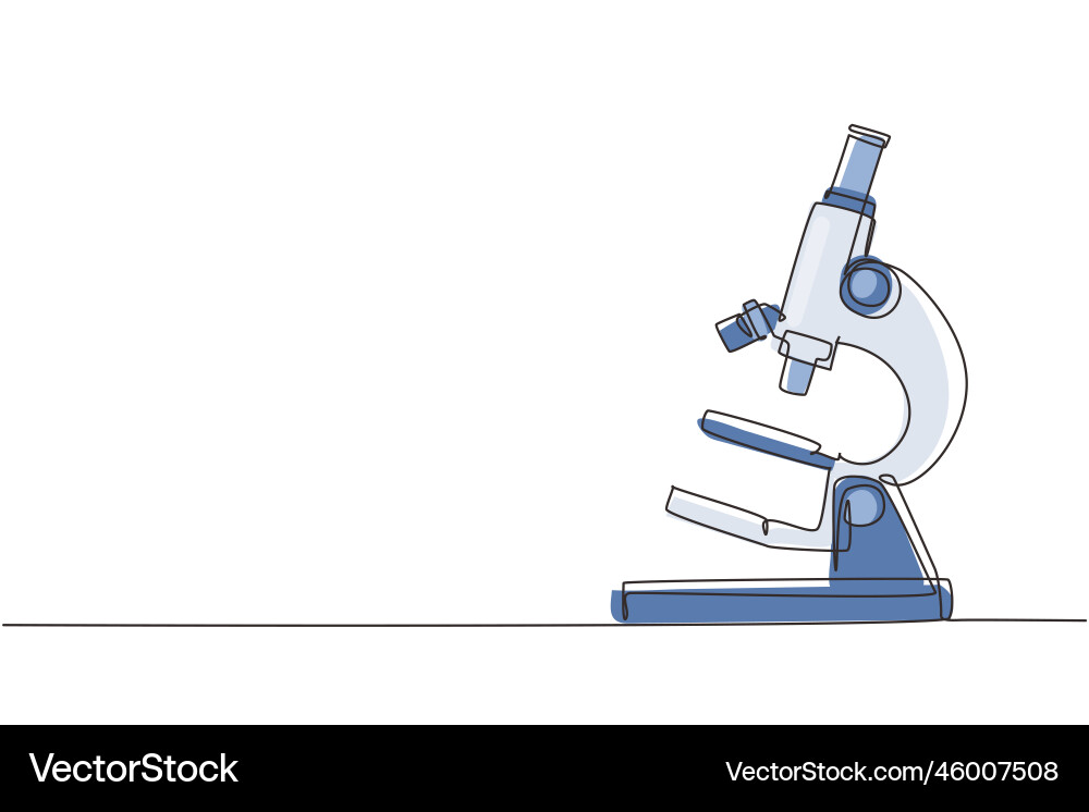 Single continuous line drawing simple microscope Vector Image