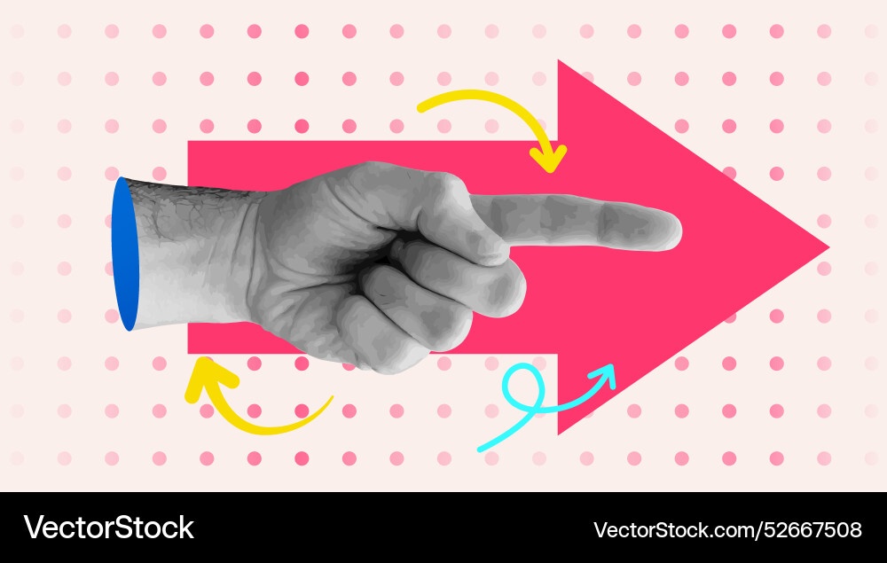 Trendy retro collage hand pointing finger Vector Image