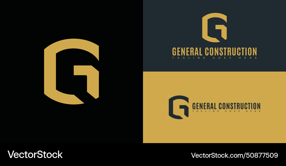 Abstract initial letter gc or cg in yellow gold Vector Image