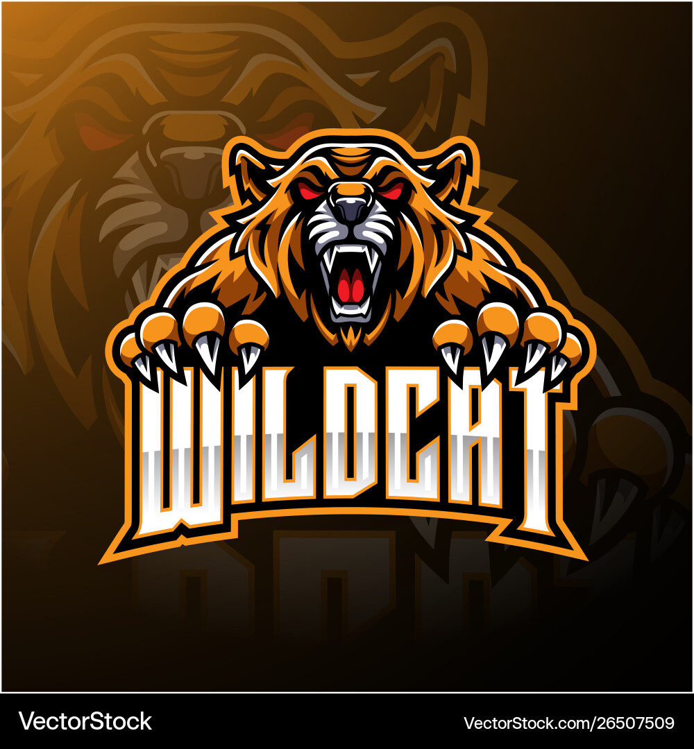 Angry wildcat face mascot logo design Royalty Free Vector