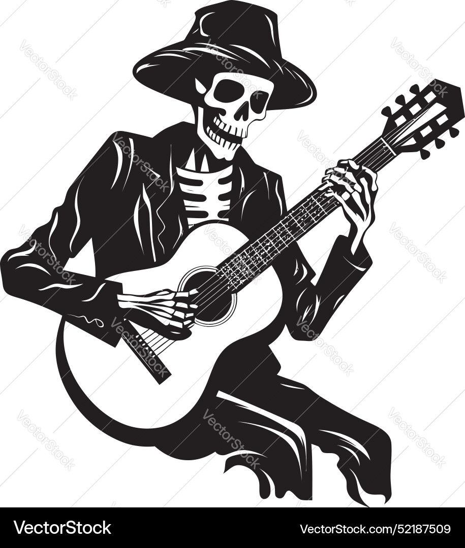 Bone strings symphony skeleton playing guitar Vector Image