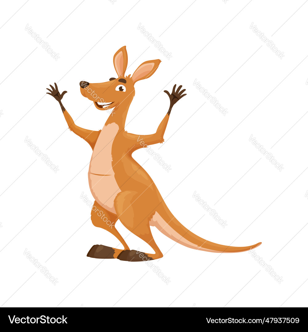 Isolated cartoon happy funny kangaroo character Vector Image