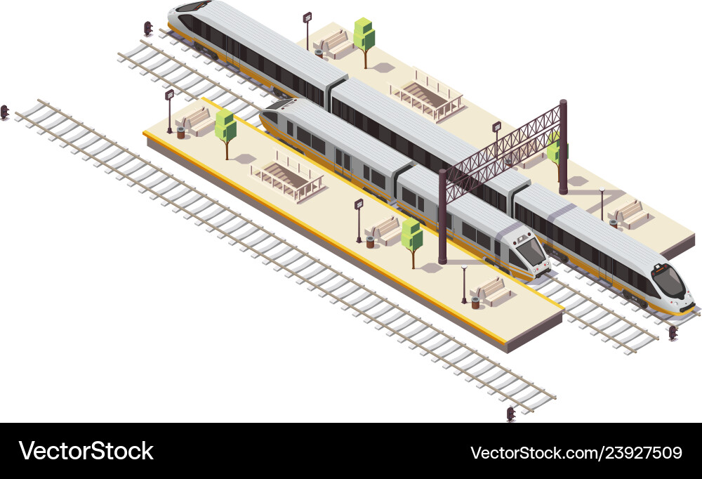 Isometric Railway Station Royalty Free Vector Image
