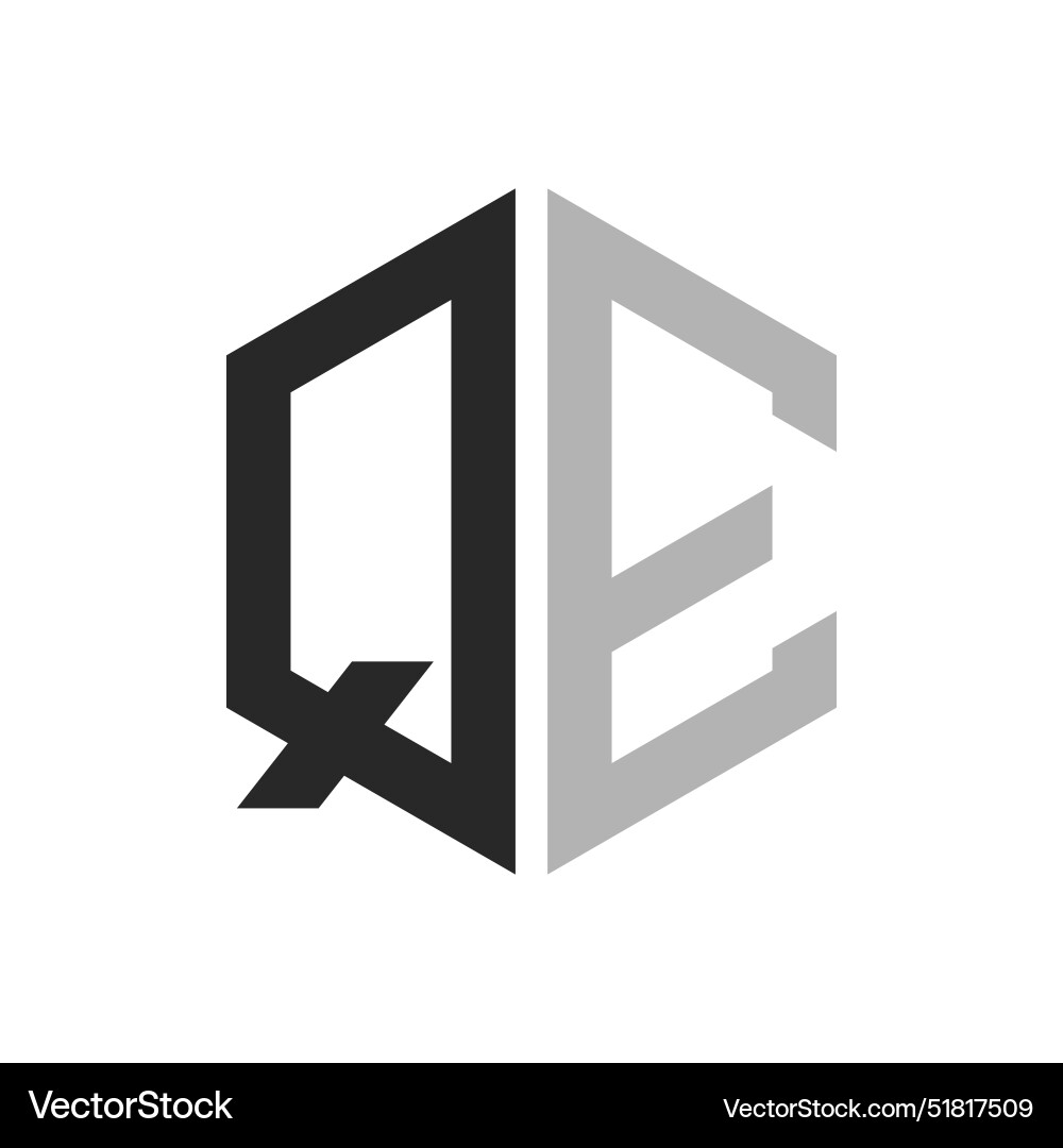 Modern unique hexagon letter qe logo design Vector Image