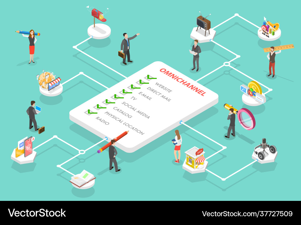 Omnichannel Marketing Channels Royalty Free Vector Image