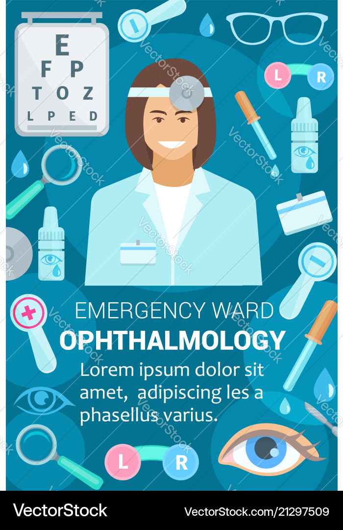 Poster for ophthalmology medicine Royalty Free Vector Image