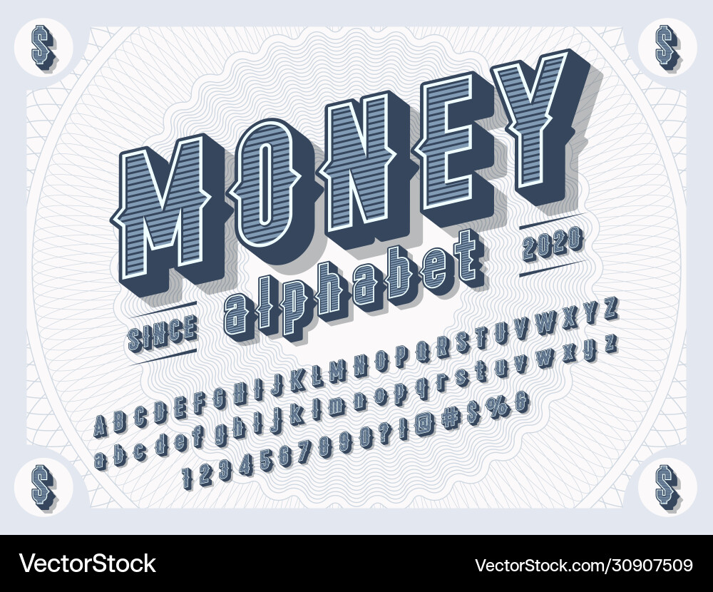 Retro Money Alphabet Font Royalty Free Vector Image