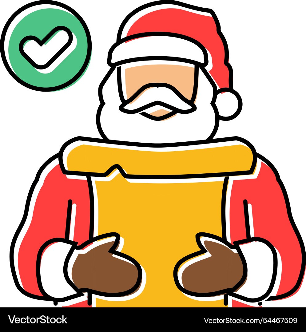 Santa claus checking his list color icon Vector Image
