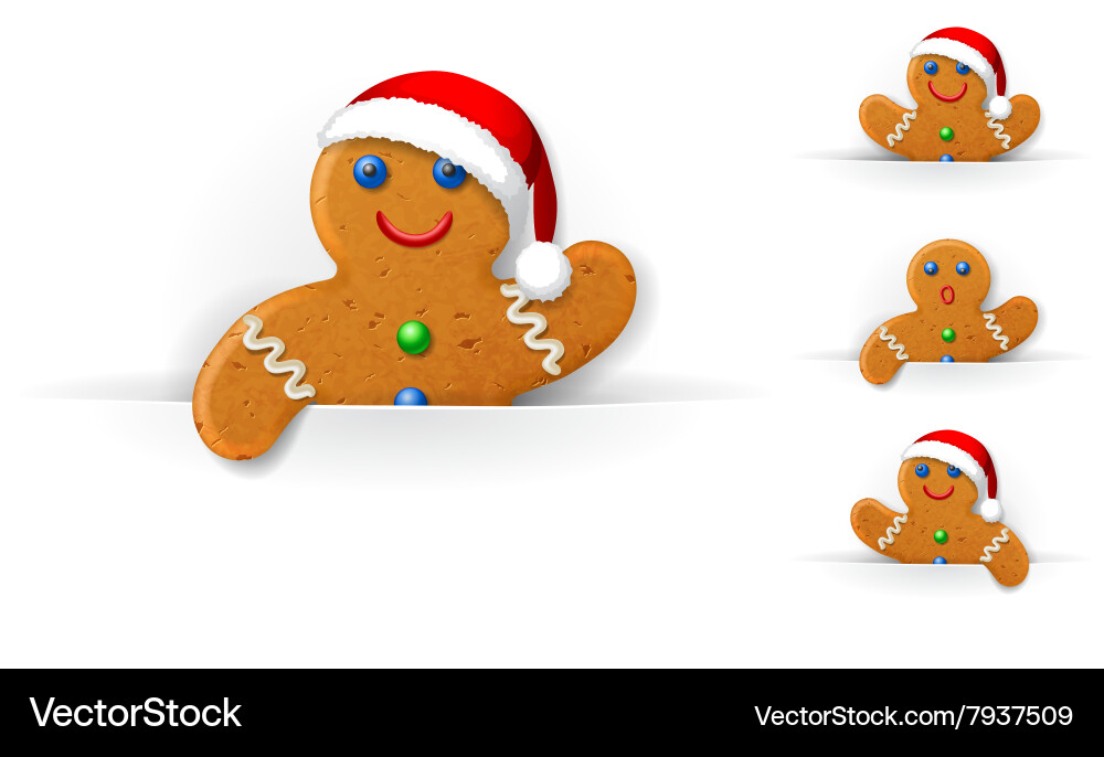 Set of christmas gingerbread mans Royalty Free Vector Image