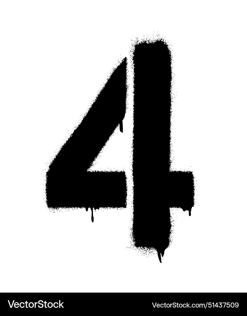 Stencil with the number 4 paint smudges Royalty Free Vector