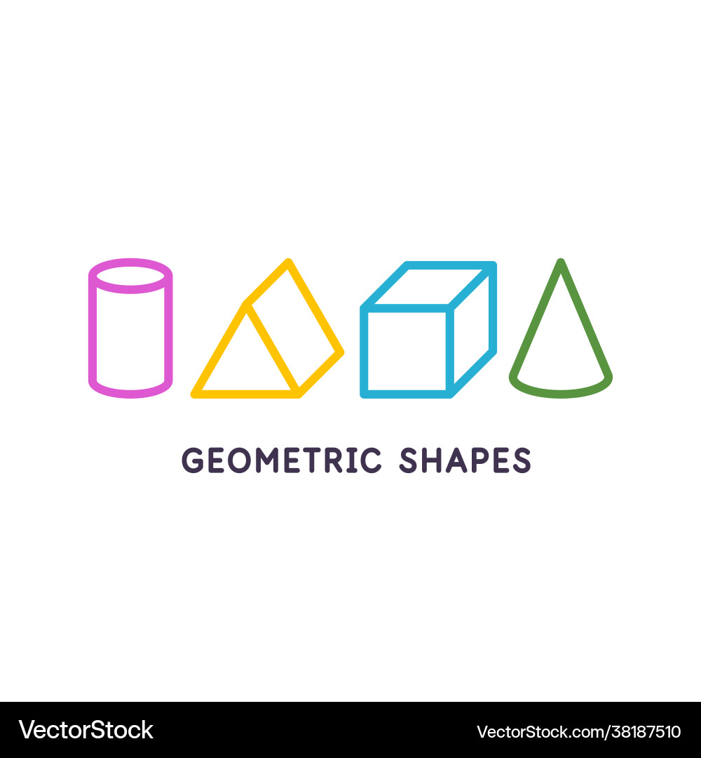A set geometric figures linear drawing Royalty Free Vector