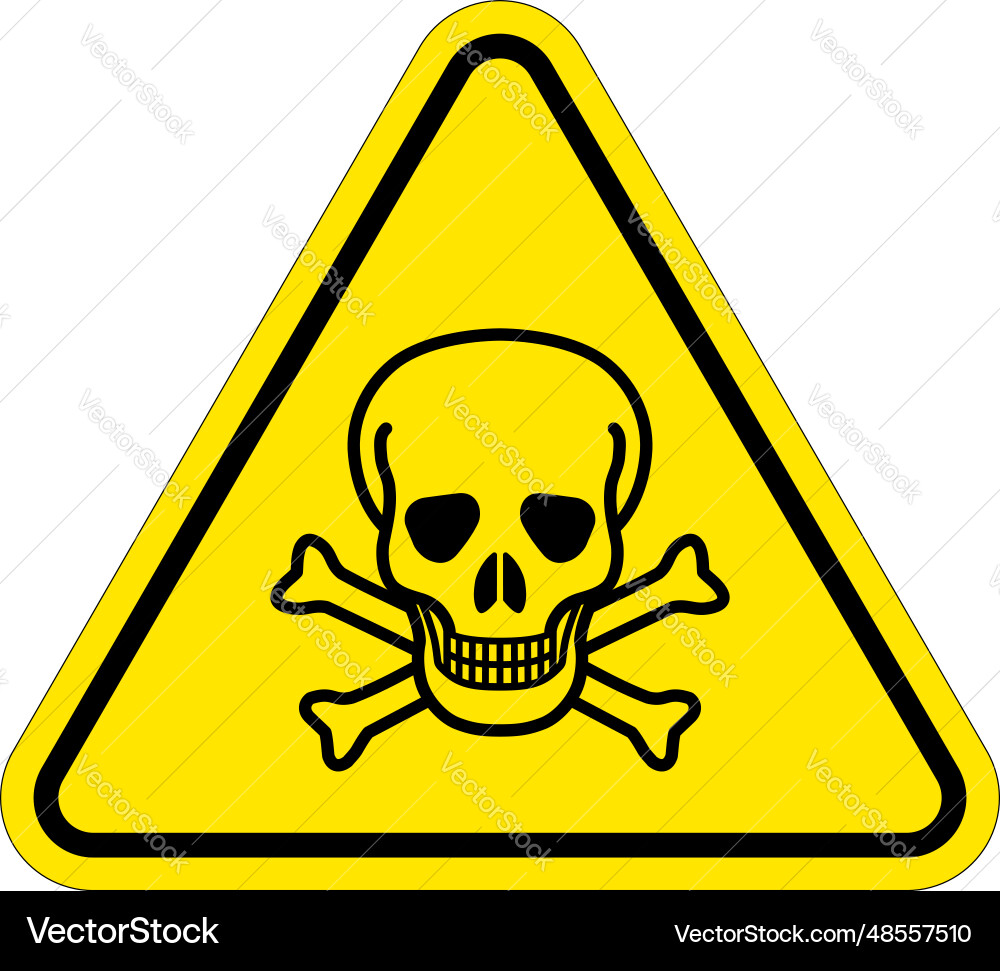 Classic skull poison warning triangle symbol Vector Image