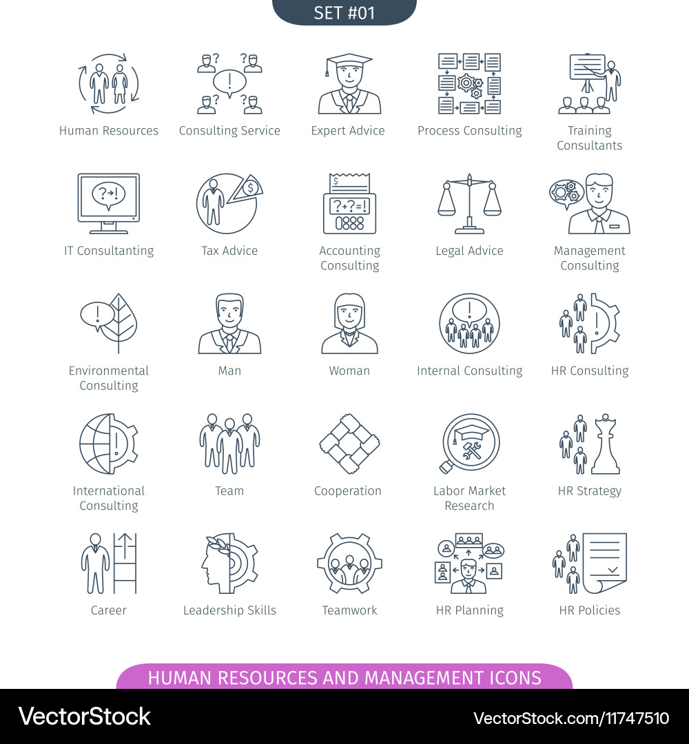 Human Resources Icon Set - Management & Strategy