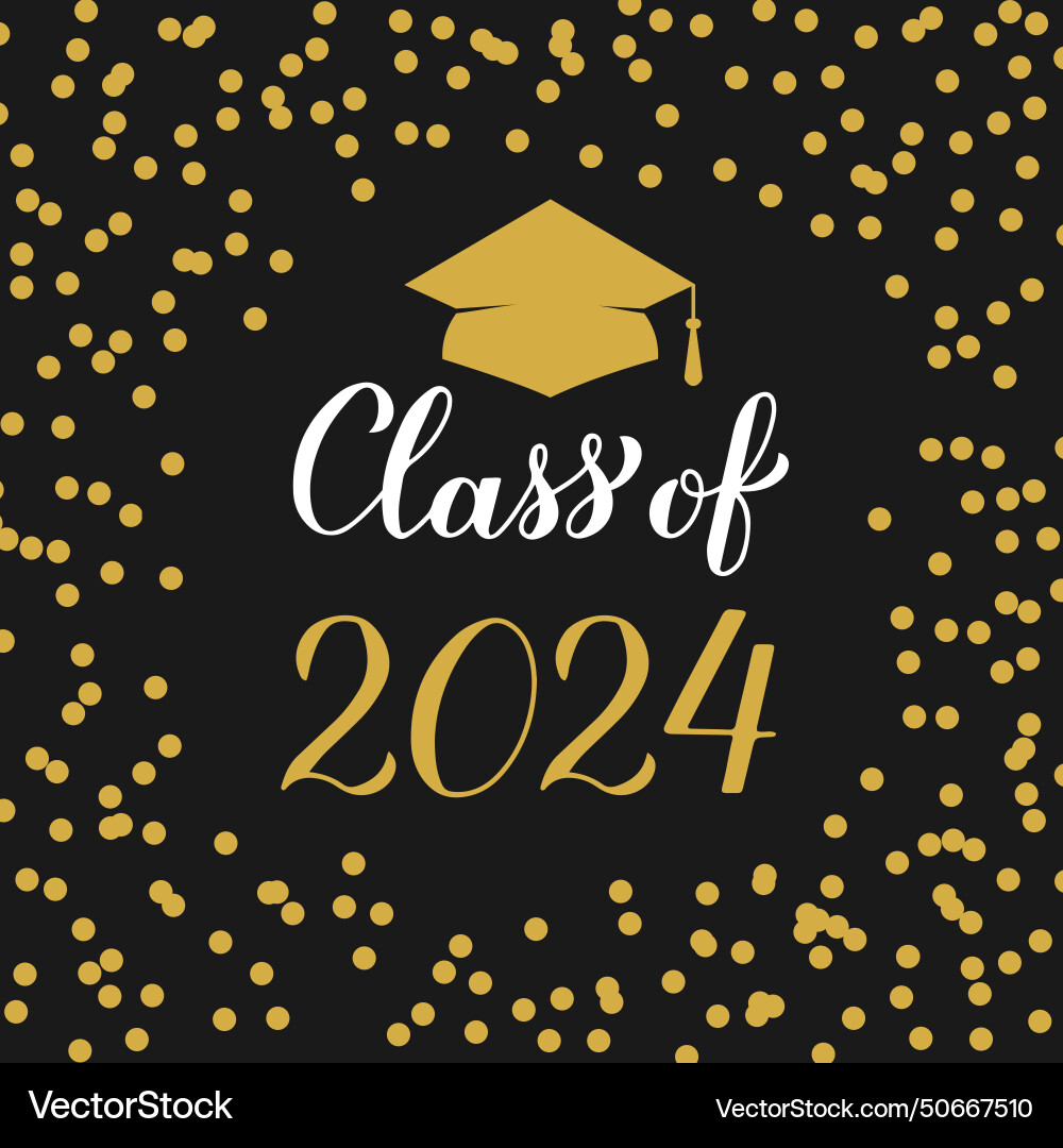 Klasse 2024 Briefing mit Abschlusskappe Lizenzfreier Vektor