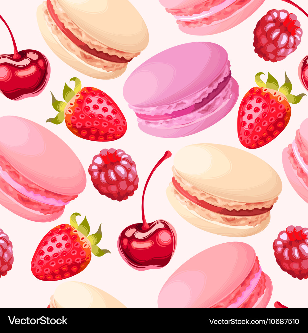 Macaron Berry Seamless Pattern Royalty Free Vector Image