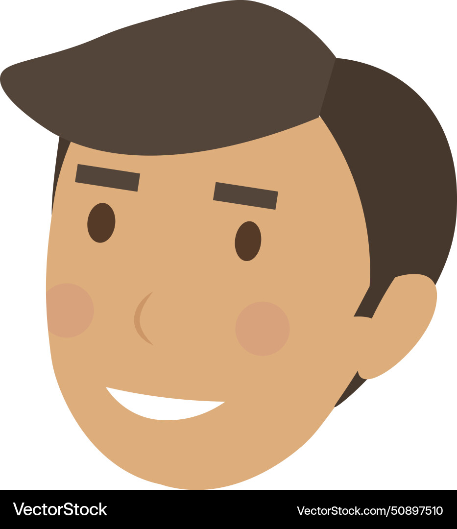 Male smiling face icon isolated on white Vector Image