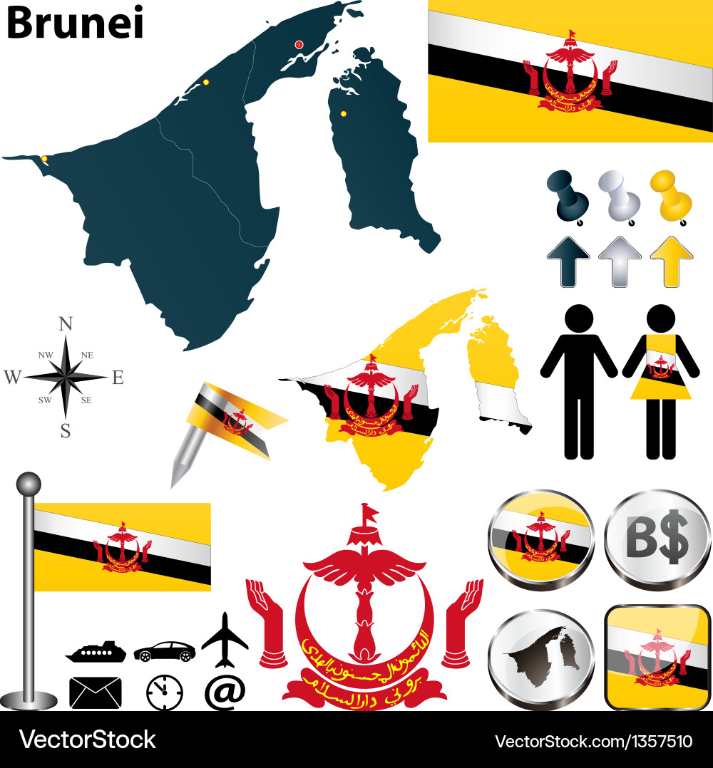 Map of brunei Royalty Free Vector Image - VectorStock
